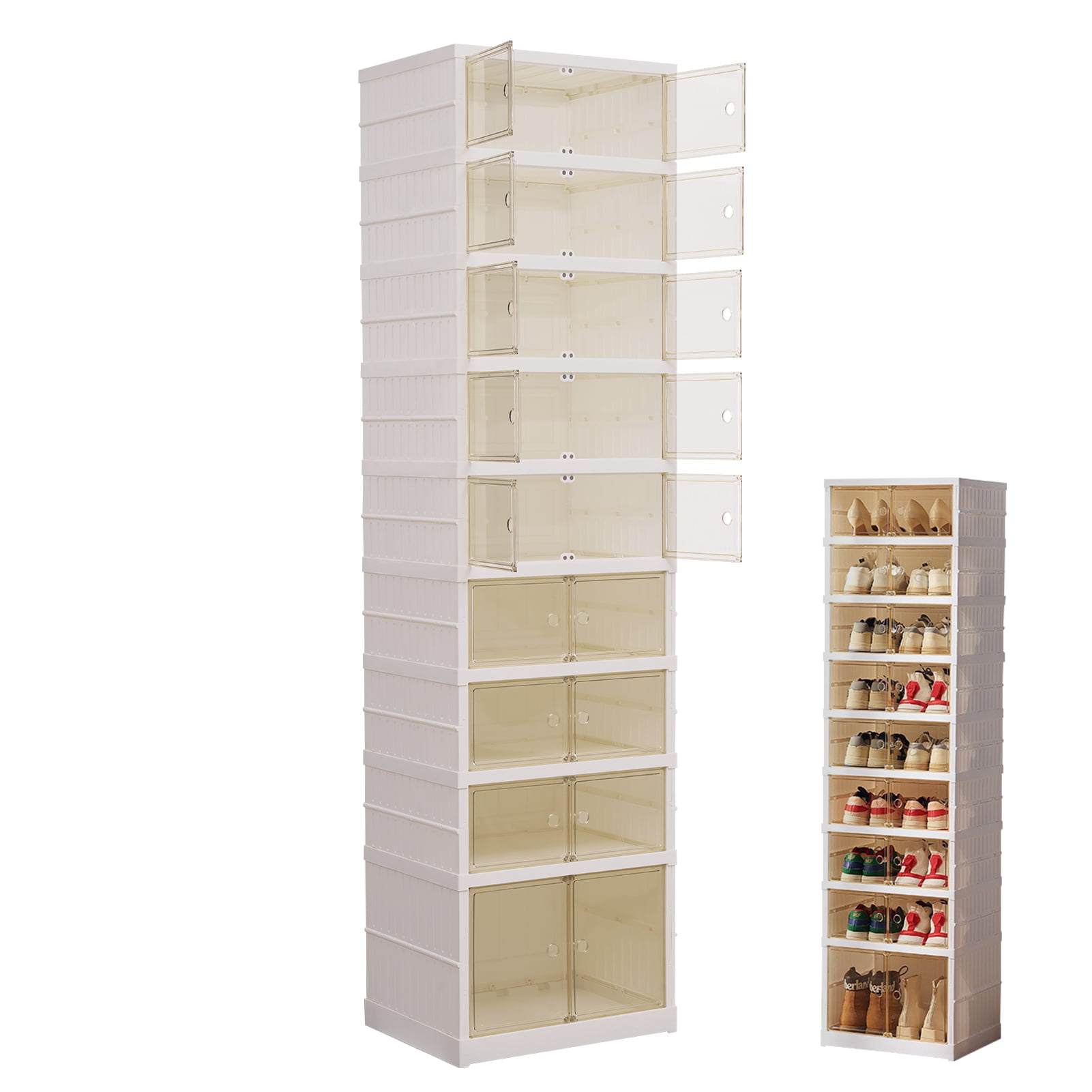 WZTO Folding Shoe Rack for Entryway | Stackable Transparent Shoe ...