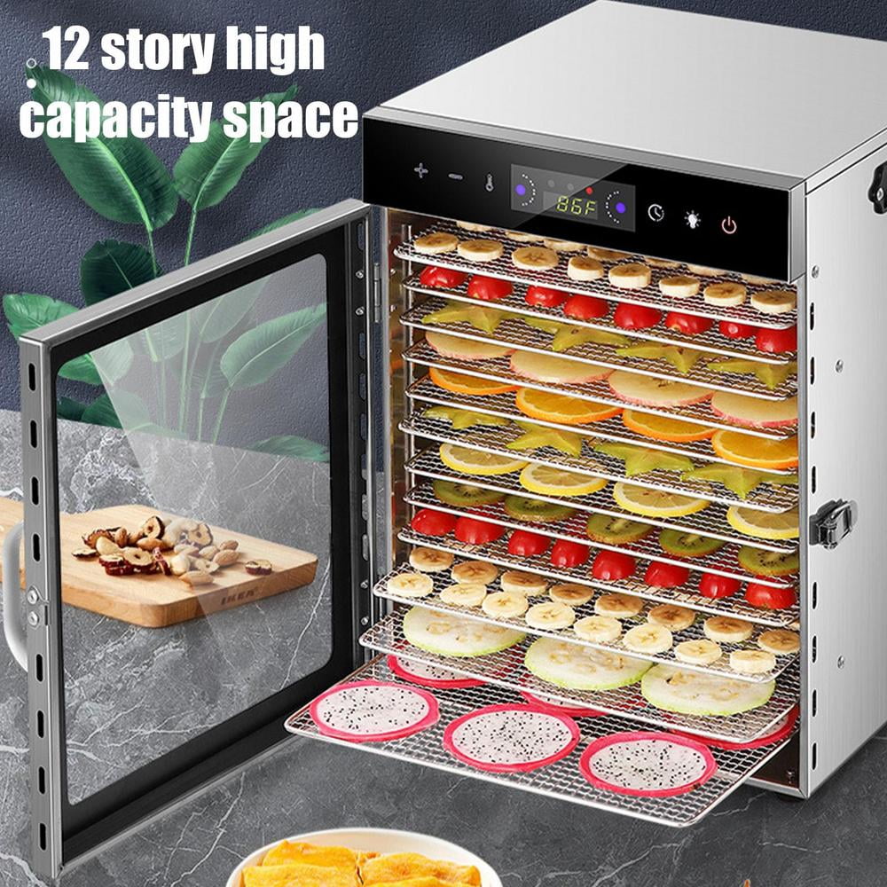 WZTO Food Dehydrator Machine 12-Trays 304 Stainless Steel Trays, 800W ...