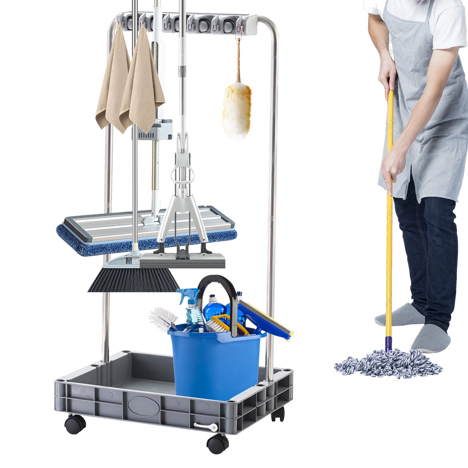 WZTO Housekeeping Cart | Cleaning Janitorial Cart Housekeeping Caddy ...