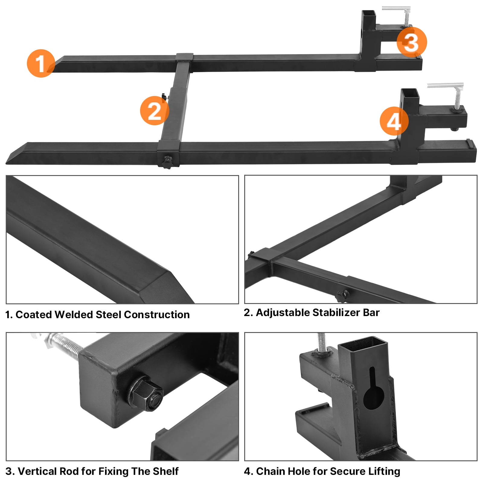 WZTO Pallet Forks | 60 Inch Heavy Duty Bucket fork | 4000lbs Clamp On ...