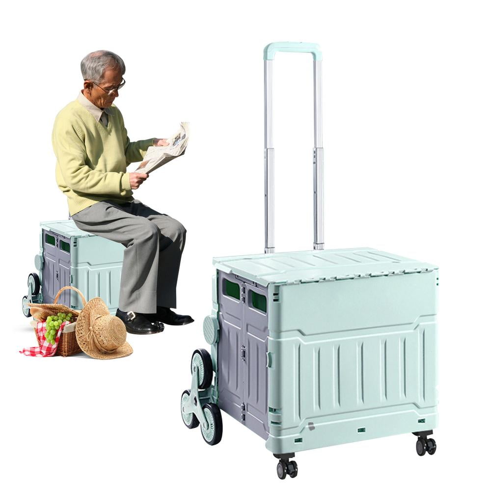 WZTO Portable Rolling Crate Rolling Storage Trolley for Shopping 4 ...