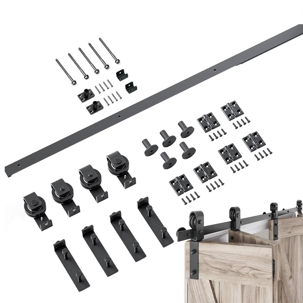 WZTO Sliding Door Hardware 60 Inches Black J Shape Barn Door Rail ...