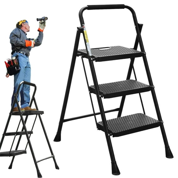 WZTO Step Ladder | Ergonomic Step Stool with Handle, Foldable Ladder ...