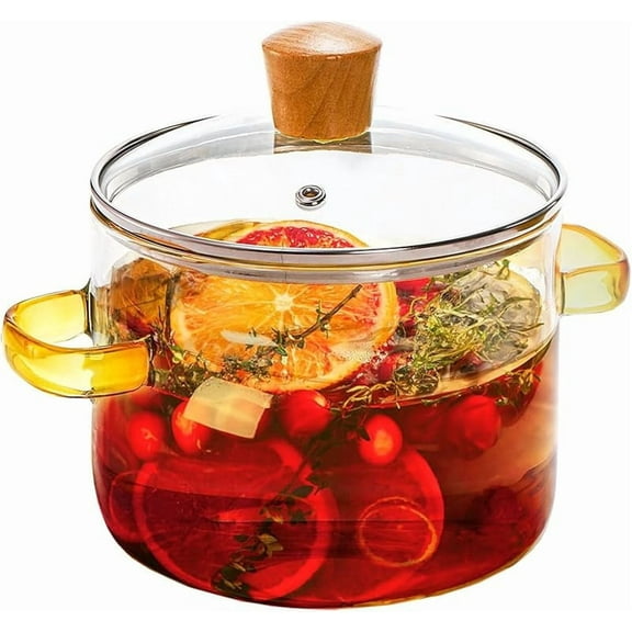 CZQ 1.5L/50oz Glass Saucepan with Cover, Heat Resistant Stovetop Glass ...