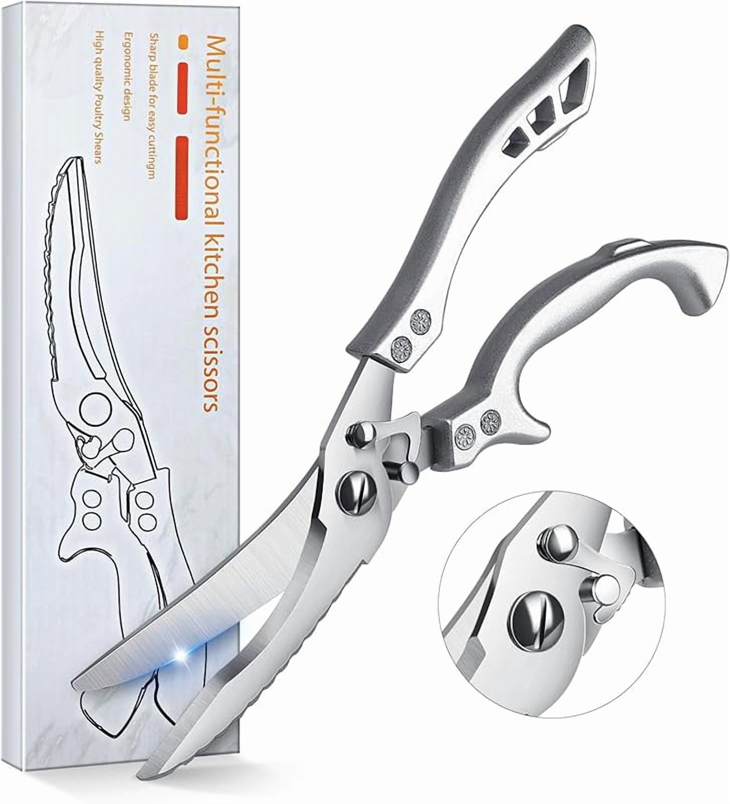 WZW Heavy Duty Poultry Shears with Serrated Edge - Kitchen Scissors For ...