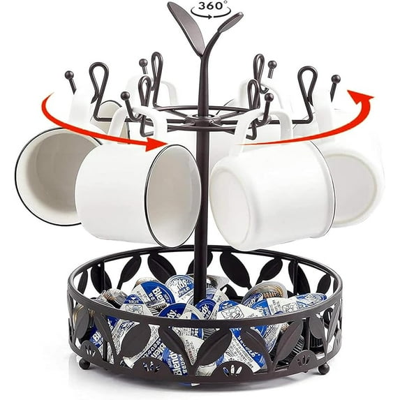 WZW Mug Tree Countertop, Rotatable Mug Holder Stand with 6 Hooks for ...
