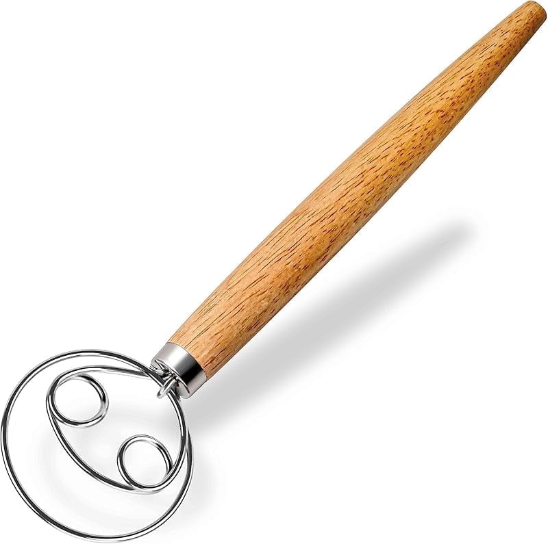 Wzw Stainless Steel Hook Dutch Wooden Hand Mixer Tool for Bread ...