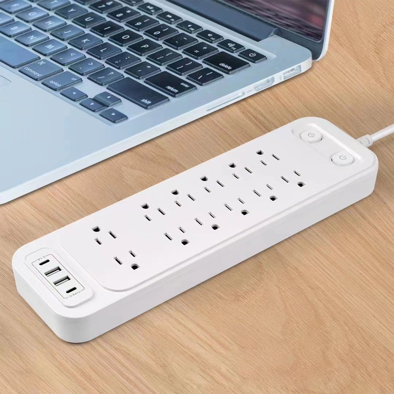 WZXPWT 12-Outlet Power Strip with USB and Type-C Ports, Overload ...