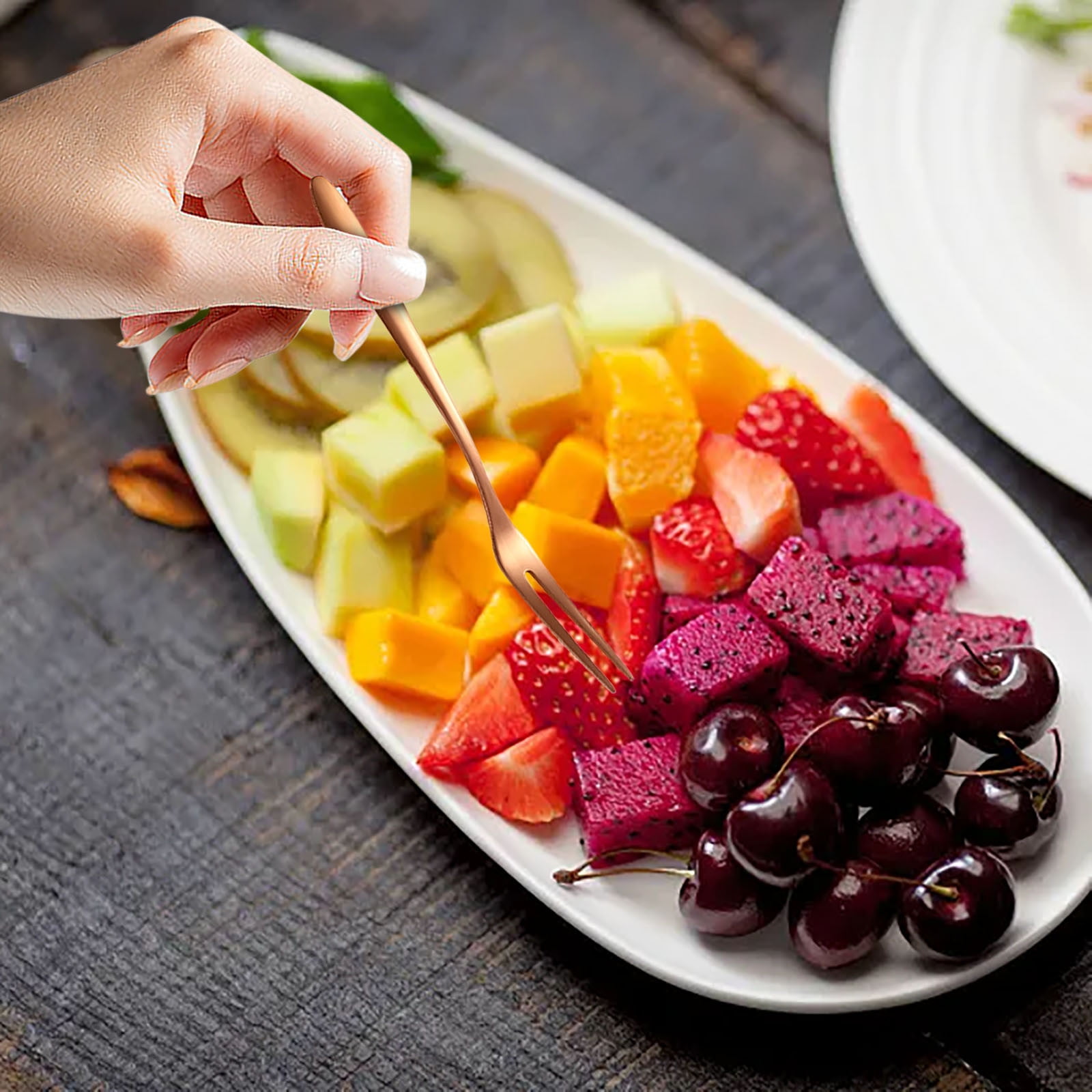 WZXPWT 304 Stainless Steel Fruit Fork, Western Dessert Stick, Two-Prong ...