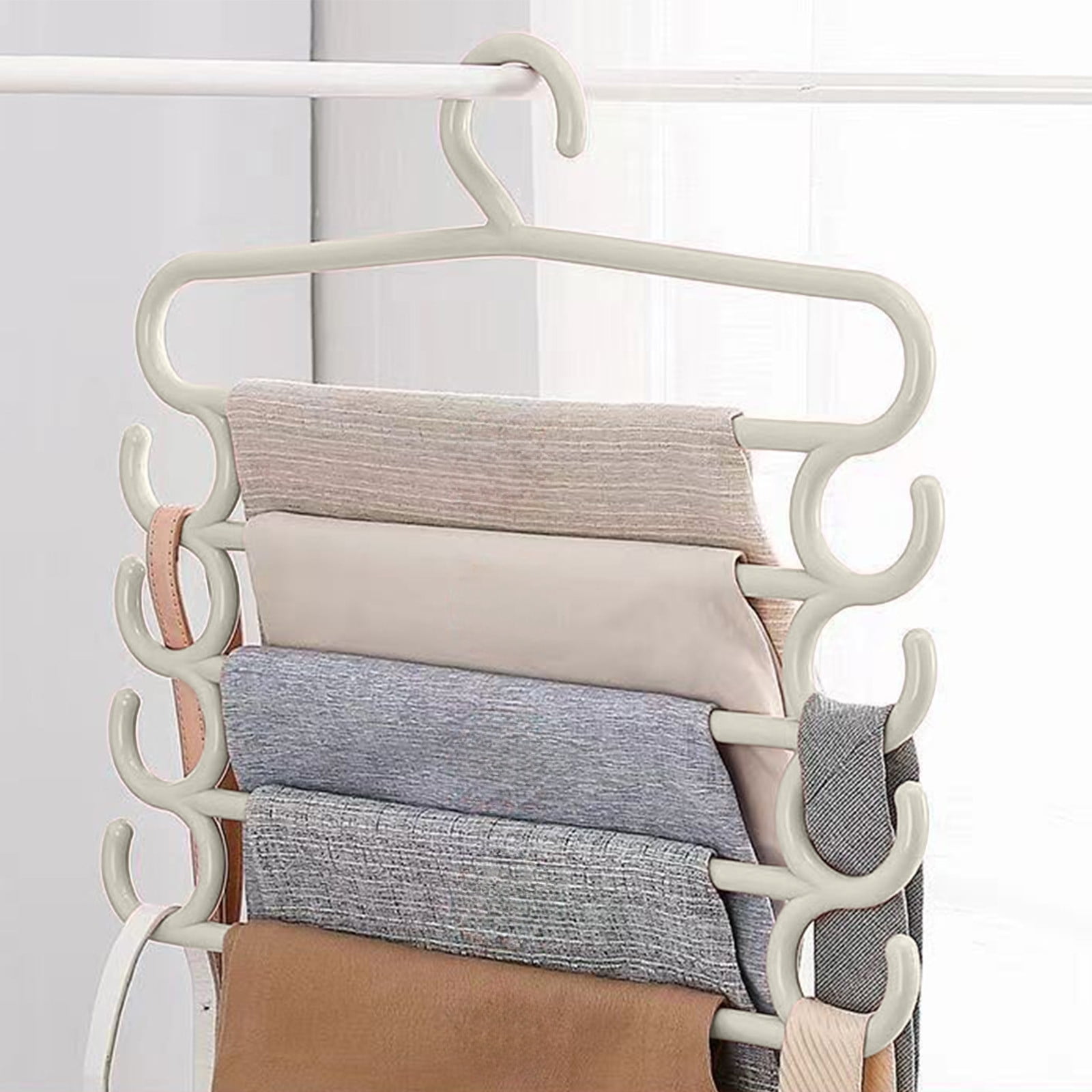 WZXPWT 5 Tier Trouser Rack Multifunctional Hanger Closet Organizer ...