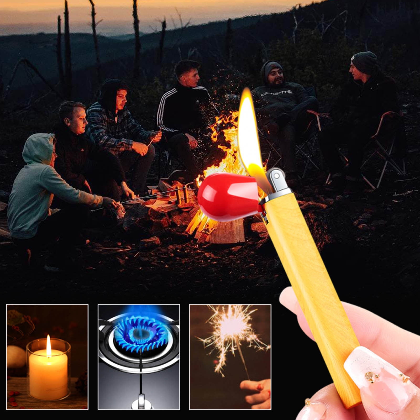 WZXPWT Grinding Wheel Matchstick Lighter, Inflatable Open Flame Metal ...