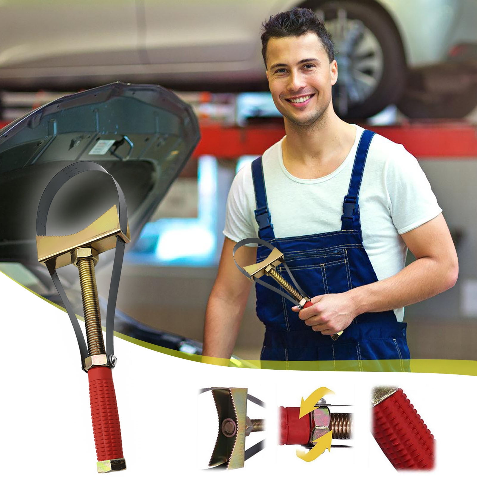 WZXPWT Heavy-Duty Oil Filter Wrench, Adjustable Filter Remover Tool ...