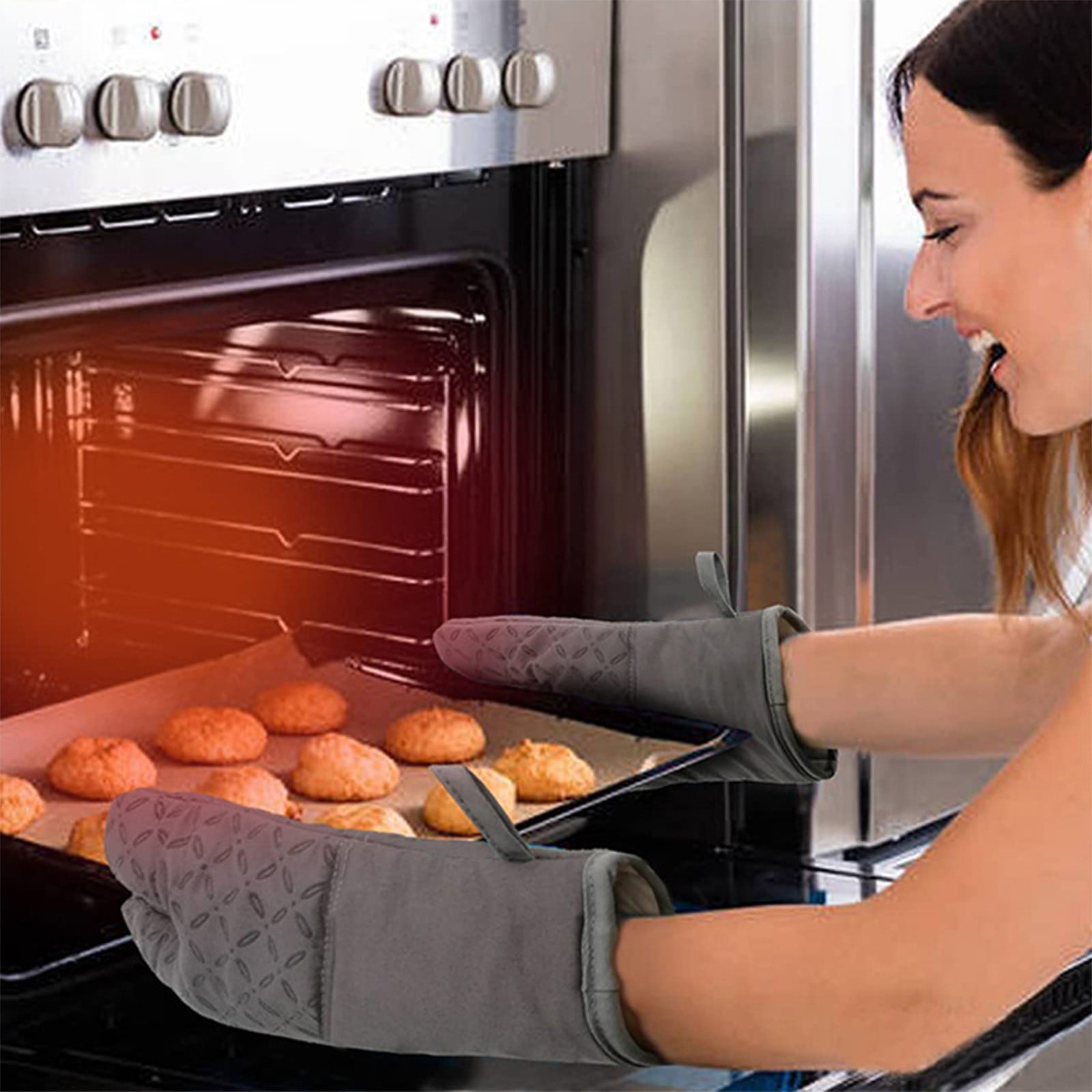 WZXPWT Silicone Heat Resistant Oven Mitts, Non-Slip Kitchen Baking ...