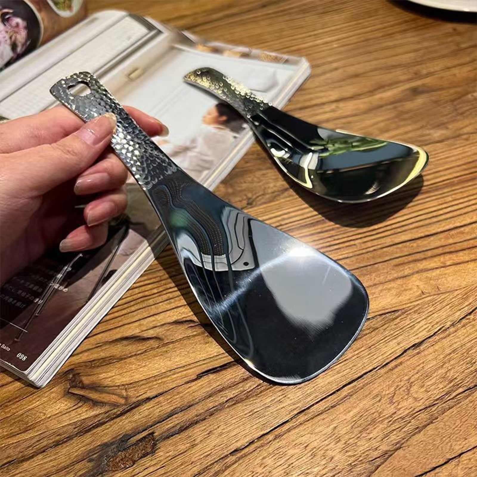 WZXPWT Stainless Steel Rice Spoon, Sturdy Non-Stick Serving Utensil ...