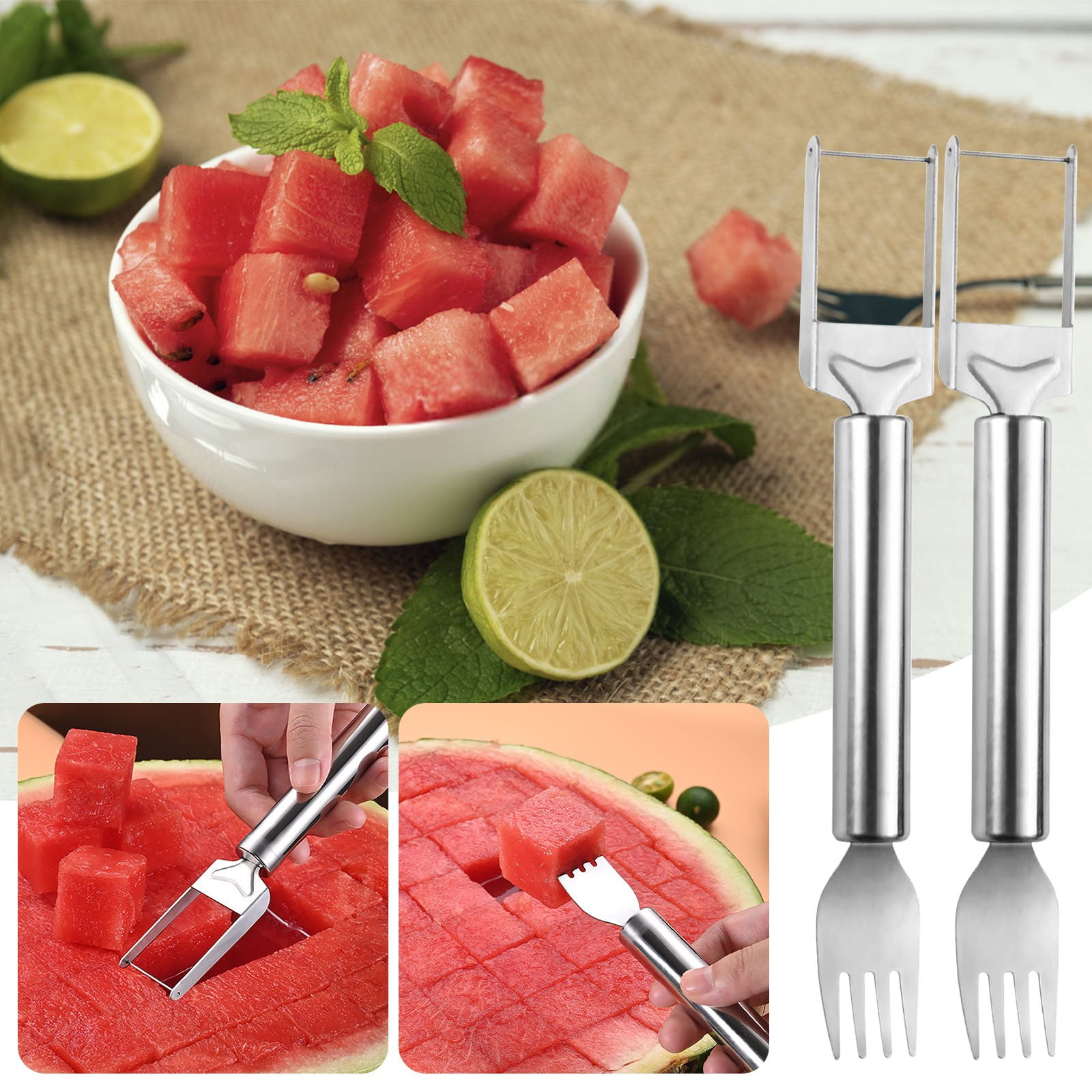 WZXPWT Stainless Steel Watermelon Cutter, Melon Fork, Multifunctional ...