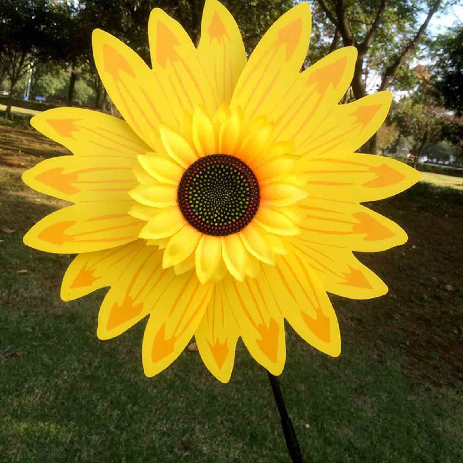 WZXPWT Vibrant Plastic Sunflower Windmill, 14" Bidirectional Outdoor ...