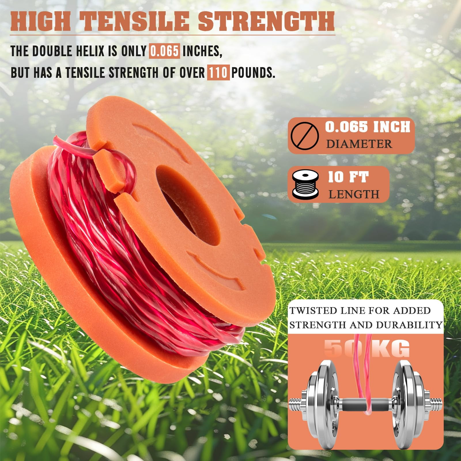 Wa0010 String Trimmer Spool Line with Cap Head, 0.065" 10ft Weed Eater ...