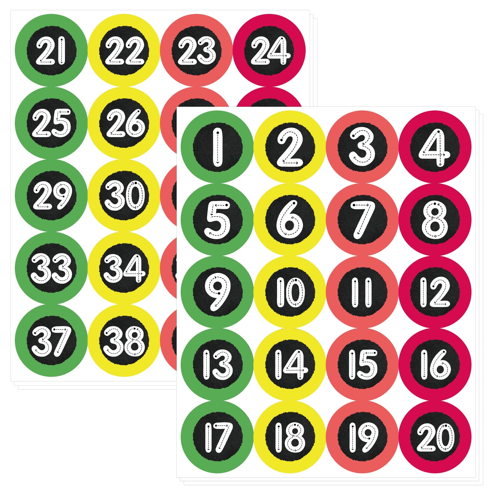WaaHome Number Stickers 1-40, 120pcs 1 inch Self-Adhesive Vnyl Numbered ...