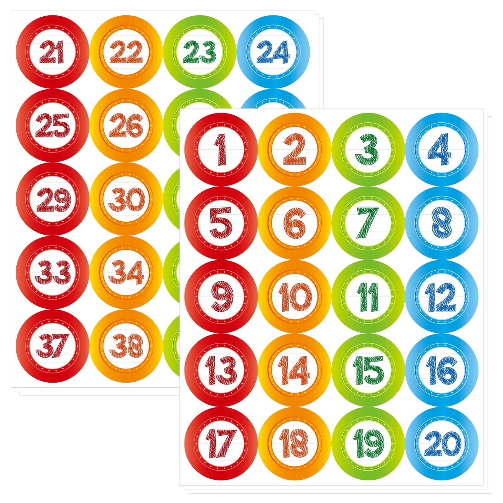 WaaHome Number Stickers 1-40, 120pcs 1 inch Self-Adhesive Vnyl Numbered ...