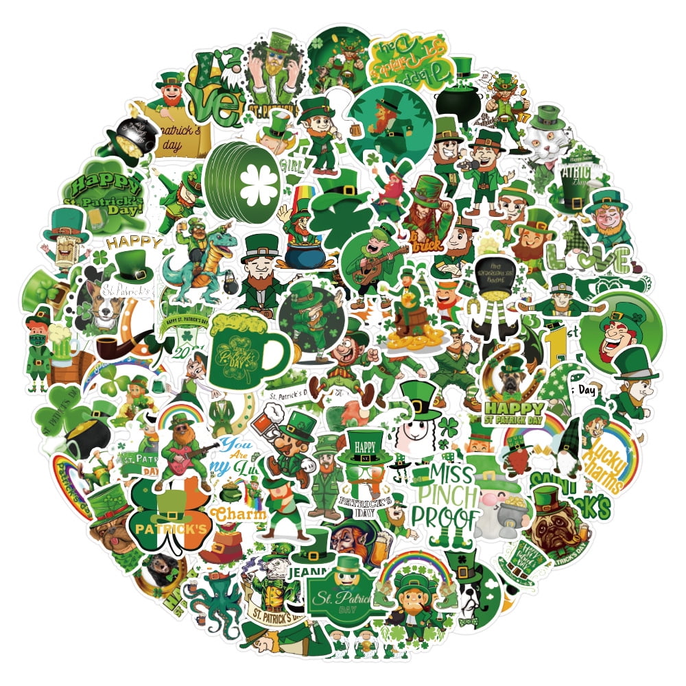 WaaHome 100Pcs St.Patrick's Day Stickers St.Patrick's Day Shamrock ...