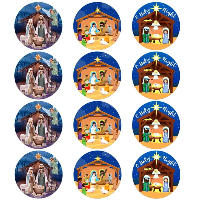 WaaHome 36pcs Happy Birthday Jesus Nativity Stickers for Kids 1.5 ...