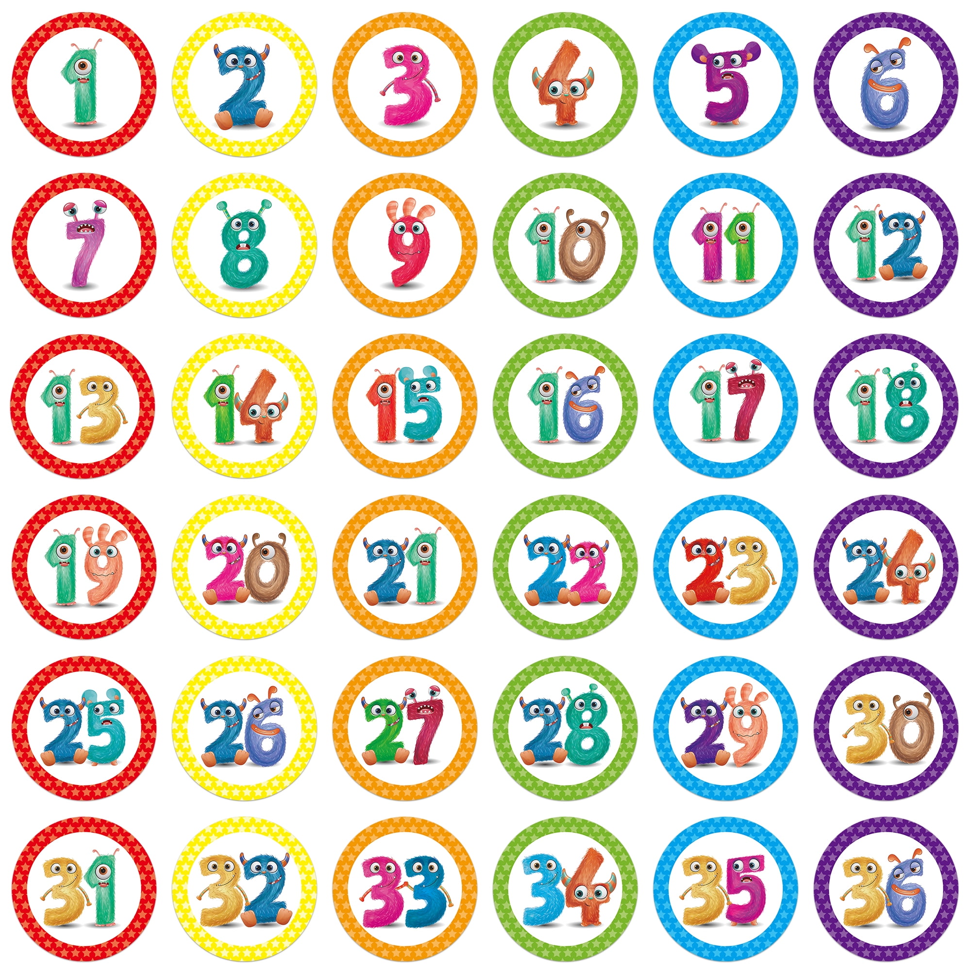WaaHome 36pcs Number Spot Markers and Labels Monsters Line up Helper ...