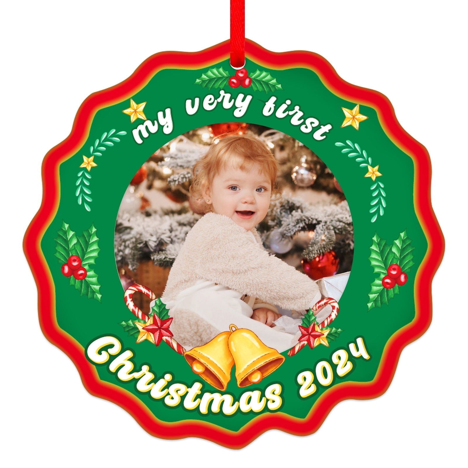 WaaHome Personalized Xmas Newborn Photo Frame, Baby's First Christmas ...