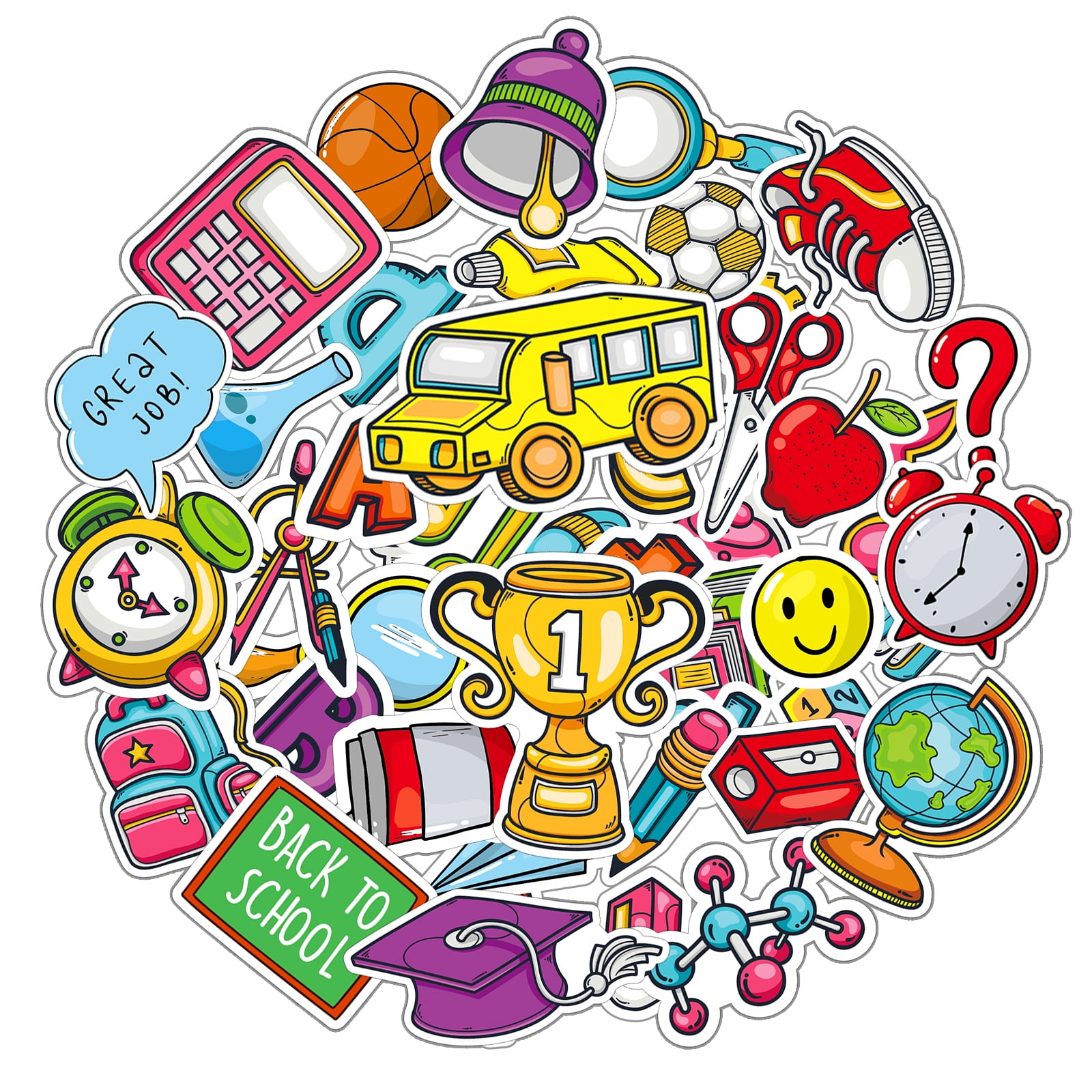 WaaHome Back to School Stickers 51pcs School Stickers for Kids Students ...