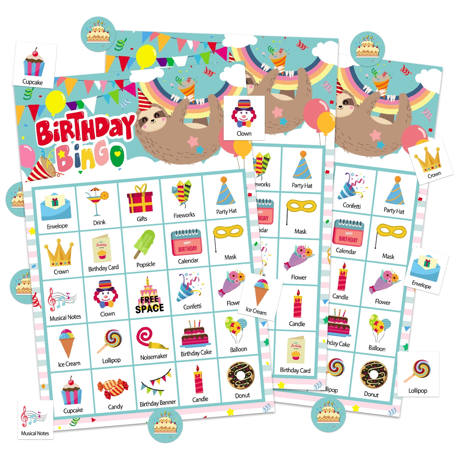 WaaHome Birthday Bingo Game for Kids, 26 Player Sheets, Durable ...