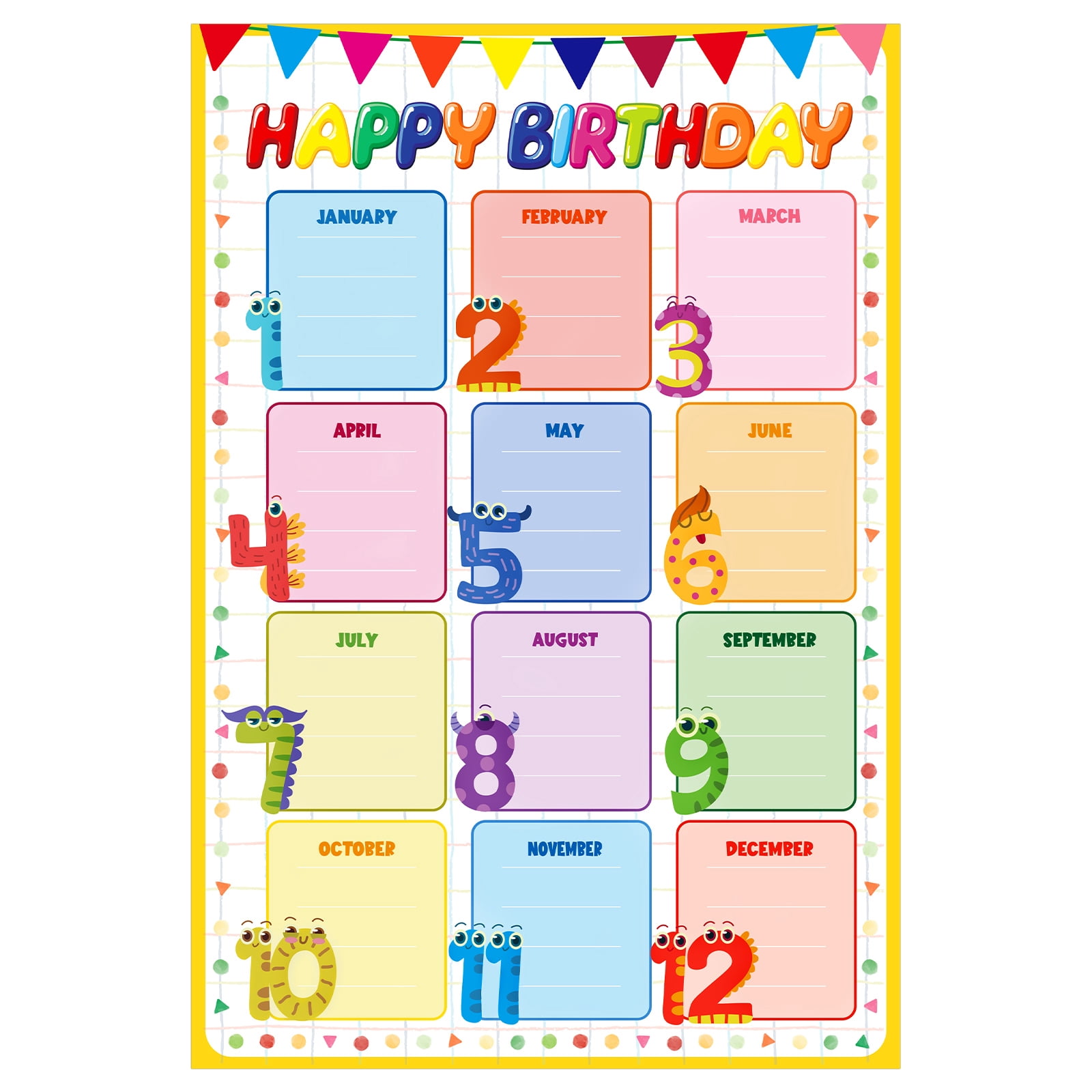 WaaHome Classroom Birthday Chart-Birthday Poster for Classroom ...