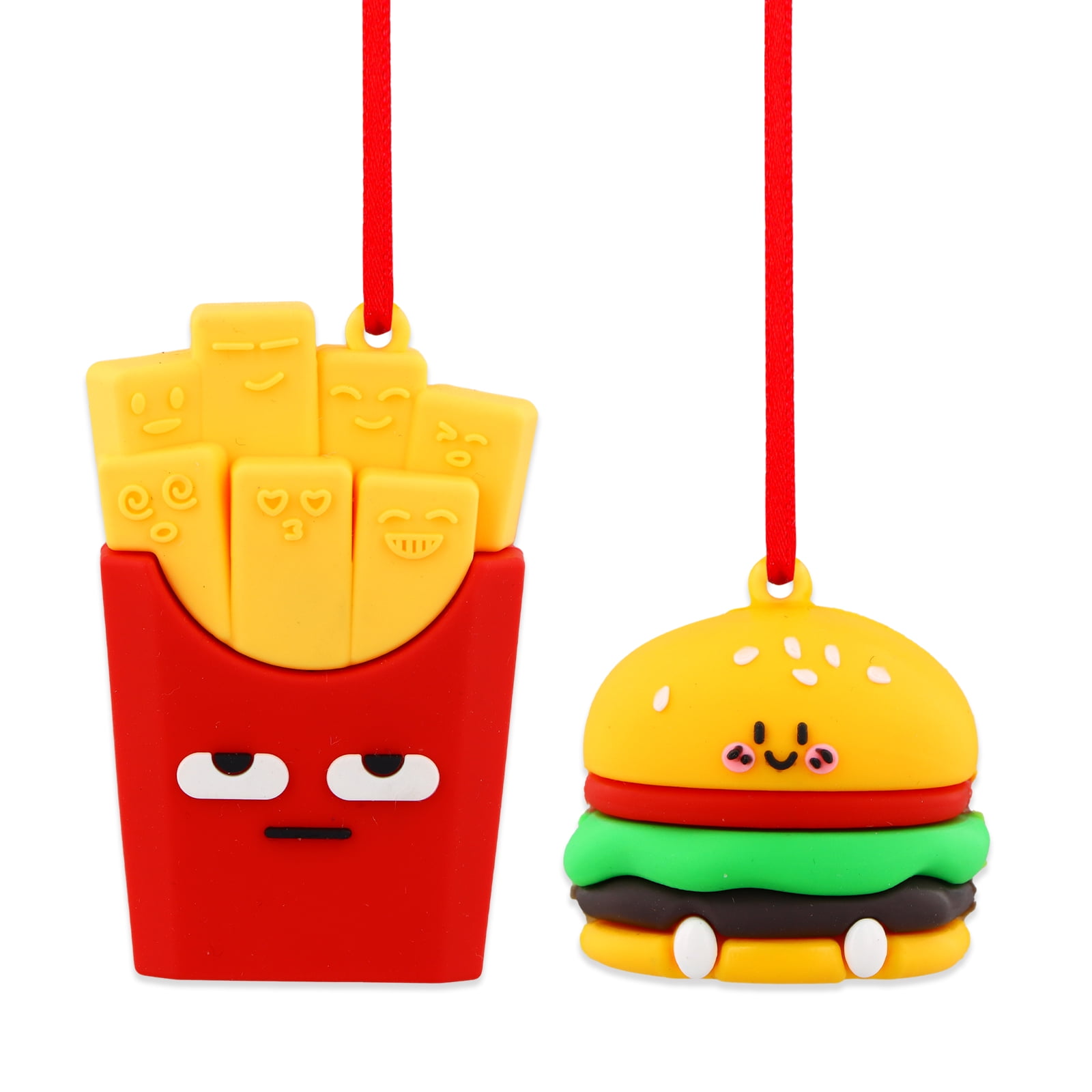 WaaHome French Fries and Hamburger Christmas Ornament Set of 2 Funny ...