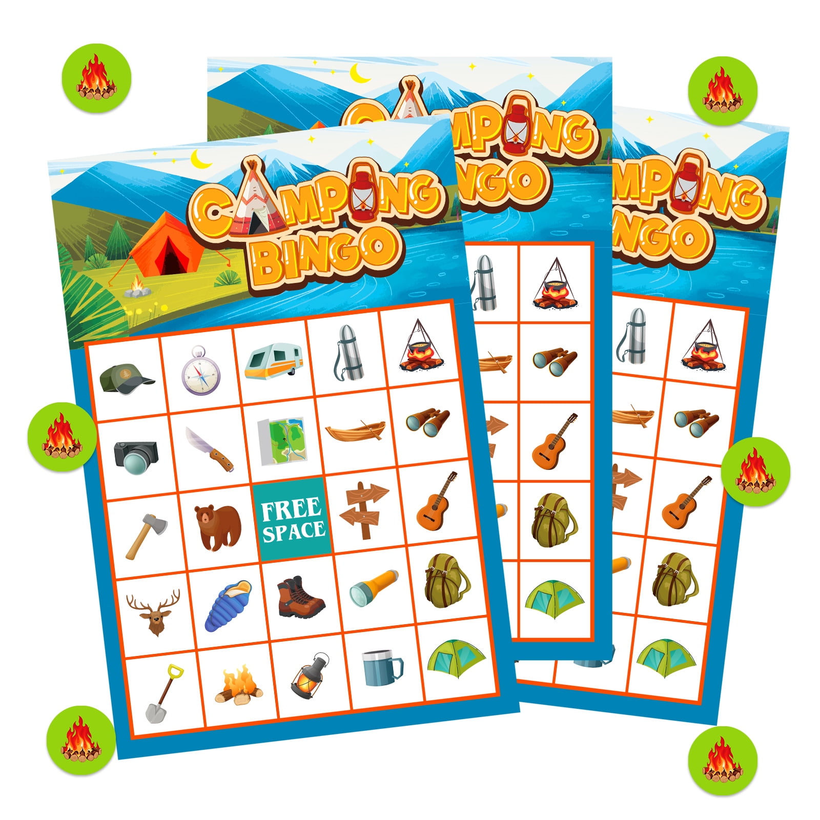 WaaHome Camping Bingo Card for Kids Adults Camping Party Bingo Game ...