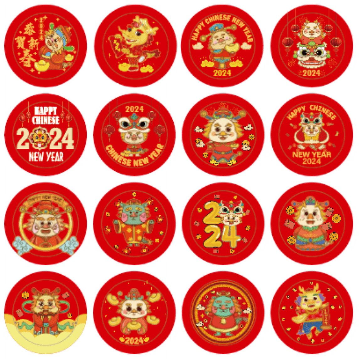 WaaHome Chinese New Year Stickers 2024 Year of The Dragon Stickers 112 ...
