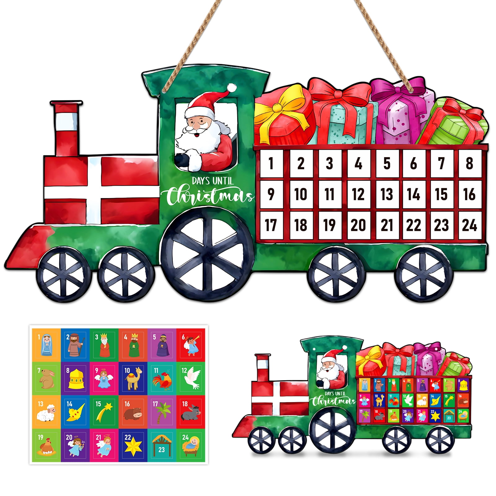 WaaHome Christmas Advent Calendar With Stickers Santa Train Christmas ...