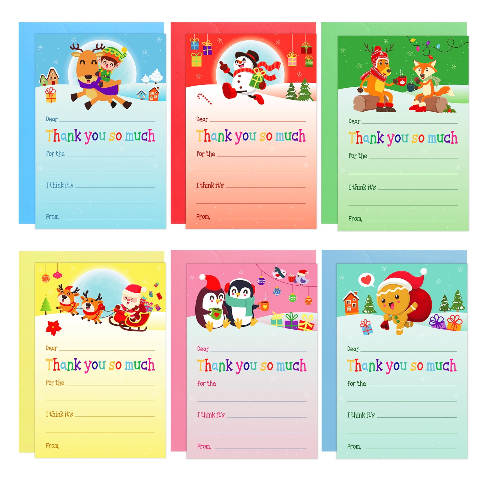 WaaHome Christmas Thank You Cards with Envelope 24pcs Fill in the Blank ... WaaHome Christmas Thank You Cards with Envelope 24pcs Fill in the Blank ...