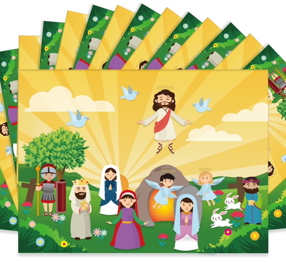 WaaHome Easter "He Lives" Sticker Scenes,12 Backgound and 12 Sheets ...