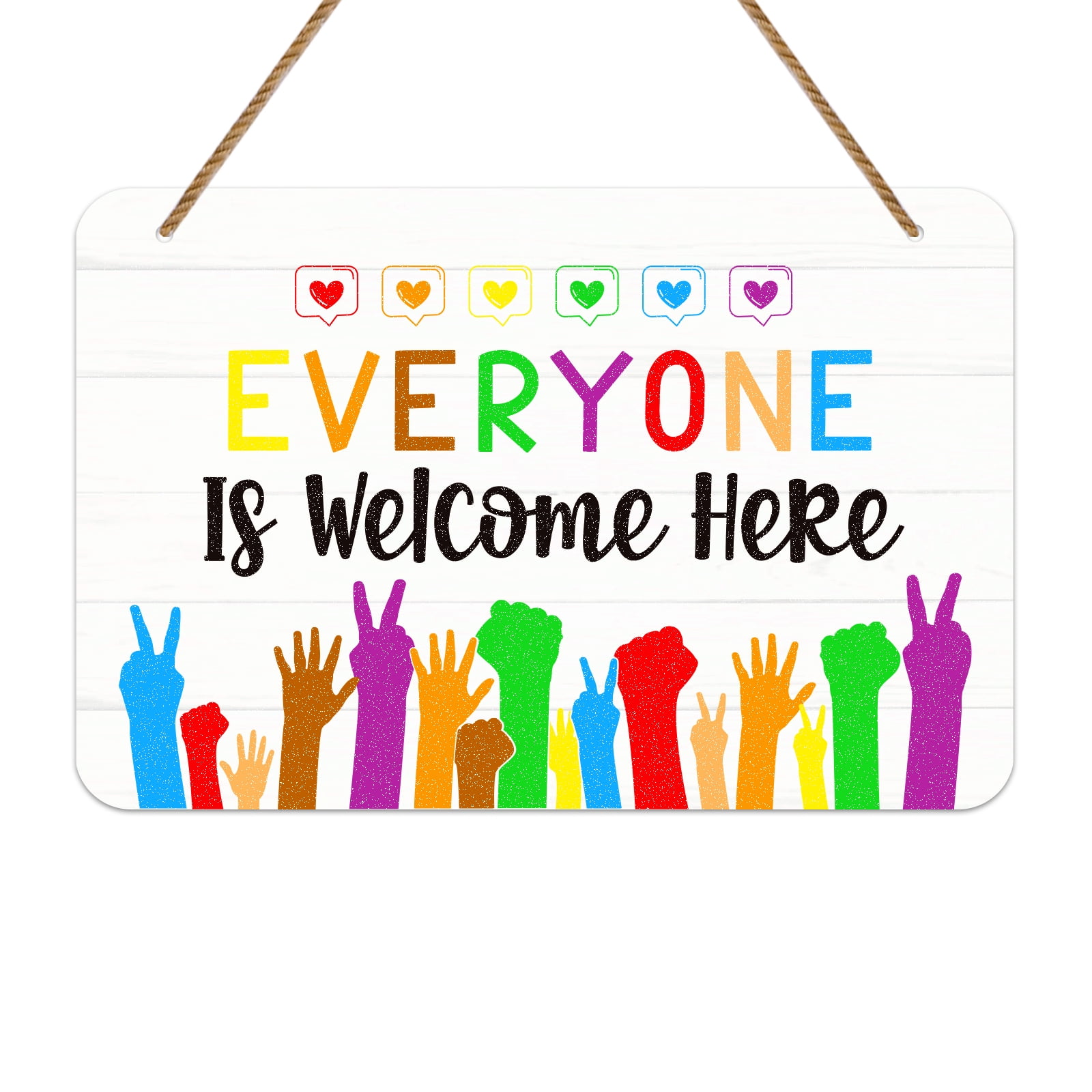 WaaHome Everyone is Welcome Here Door Sign 8"x12" Gay Lesbian LGBT ...