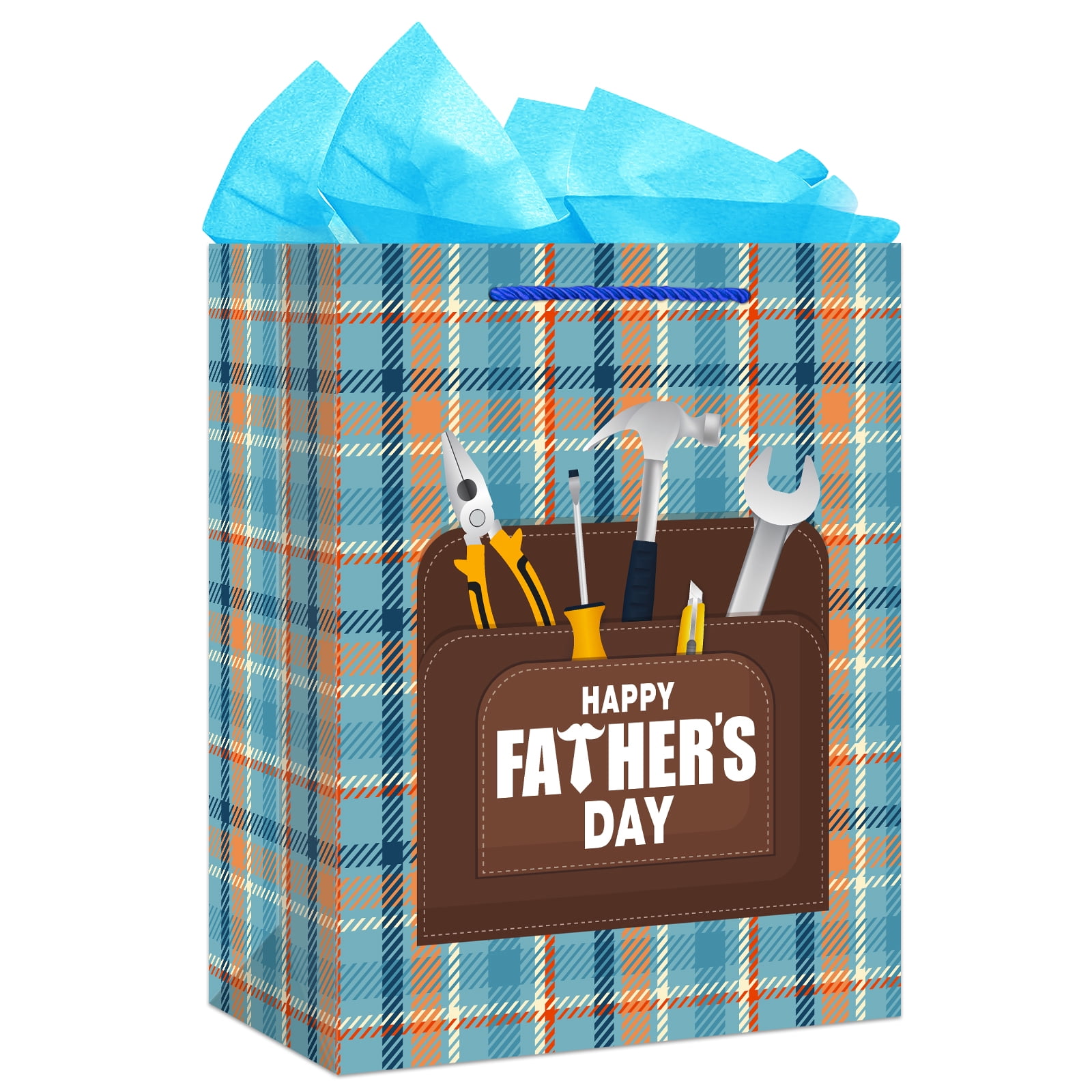 WaaHome Fathers Day Gift Bag - 11.5" Happy Father's Day Paper Gift Bag ...