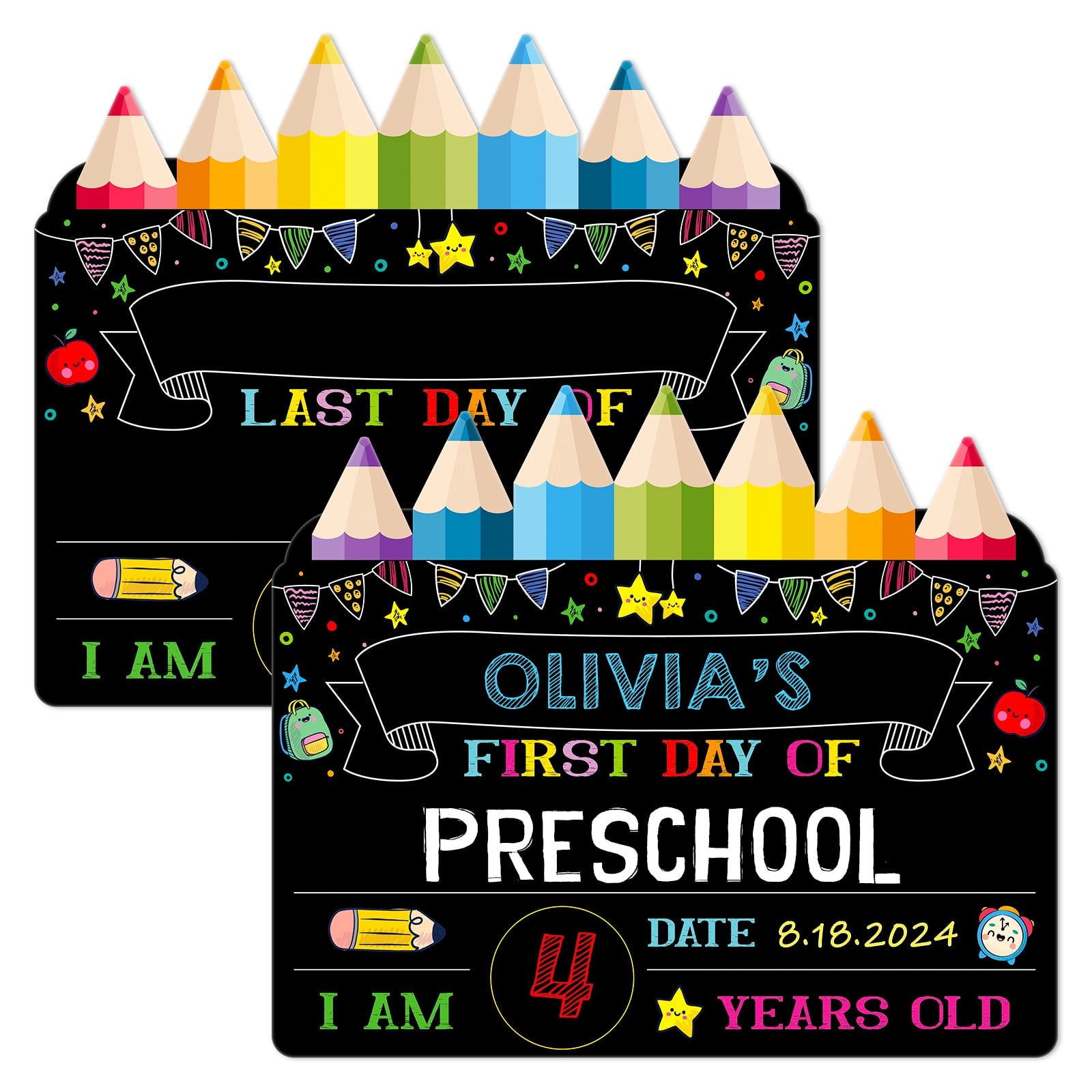 WaaHome First and Last Day of School Board - Double Sided 11" X 13 ...