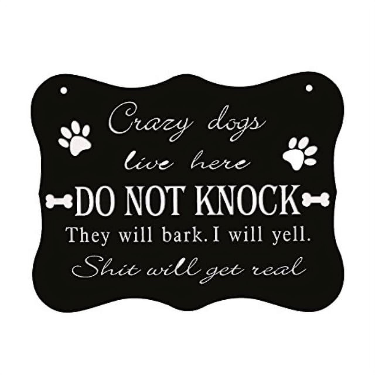 WaaHome Funny Dog Sign,Do Not Knock Sign,Crazy Dogs Live Here Signs, No ...