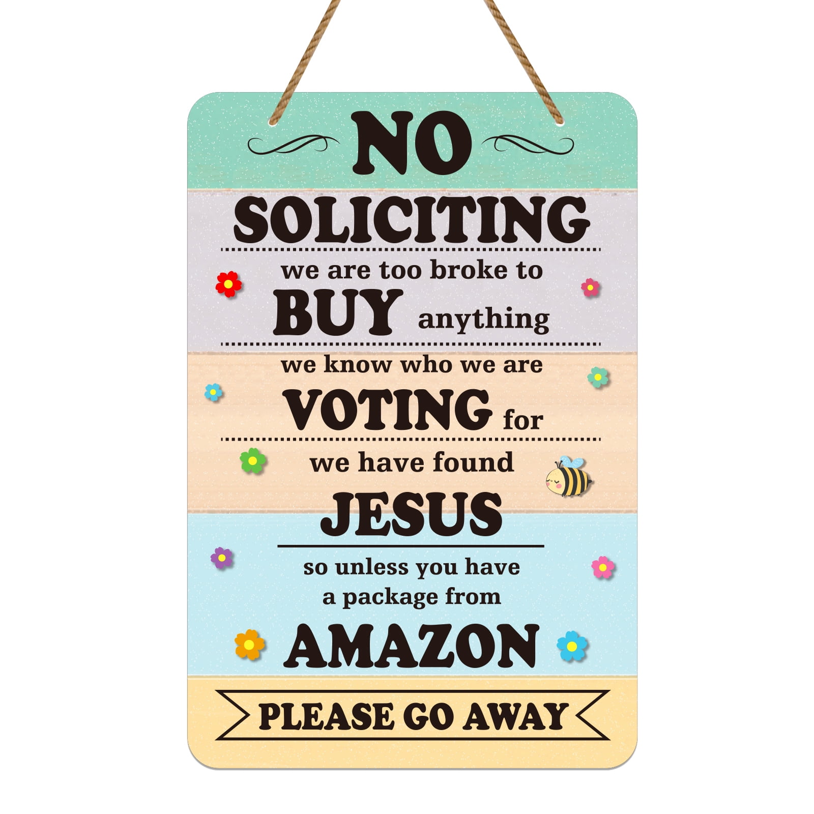 WaaHome Funny No Soliciting Sign for House, 8"X12" Farmhouse No ...