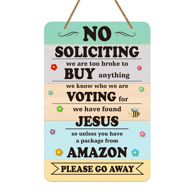 WaaHome Funny No Soliciting Sign for House, 8"X12" Farmhouse No ...