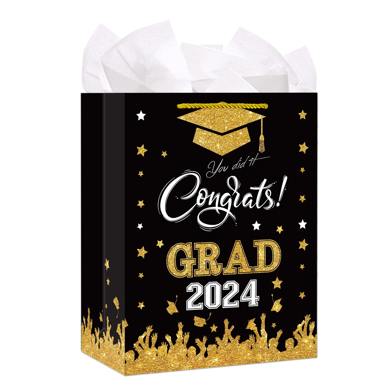 WaaHome Graduation Gift Bags - Class of 2024 Gift Bags with Tissue ...