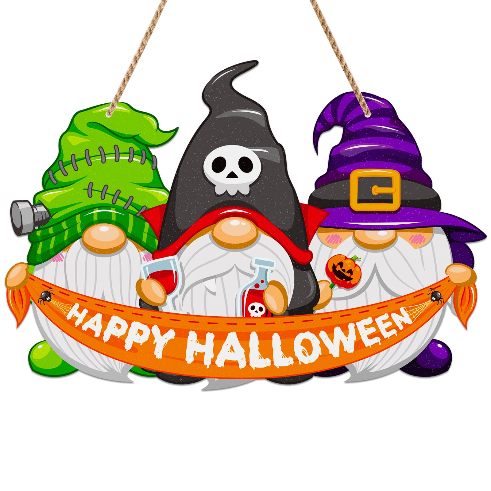 WaaHome Halloween Door Decorations for Front Door Happy Halloween Door ...