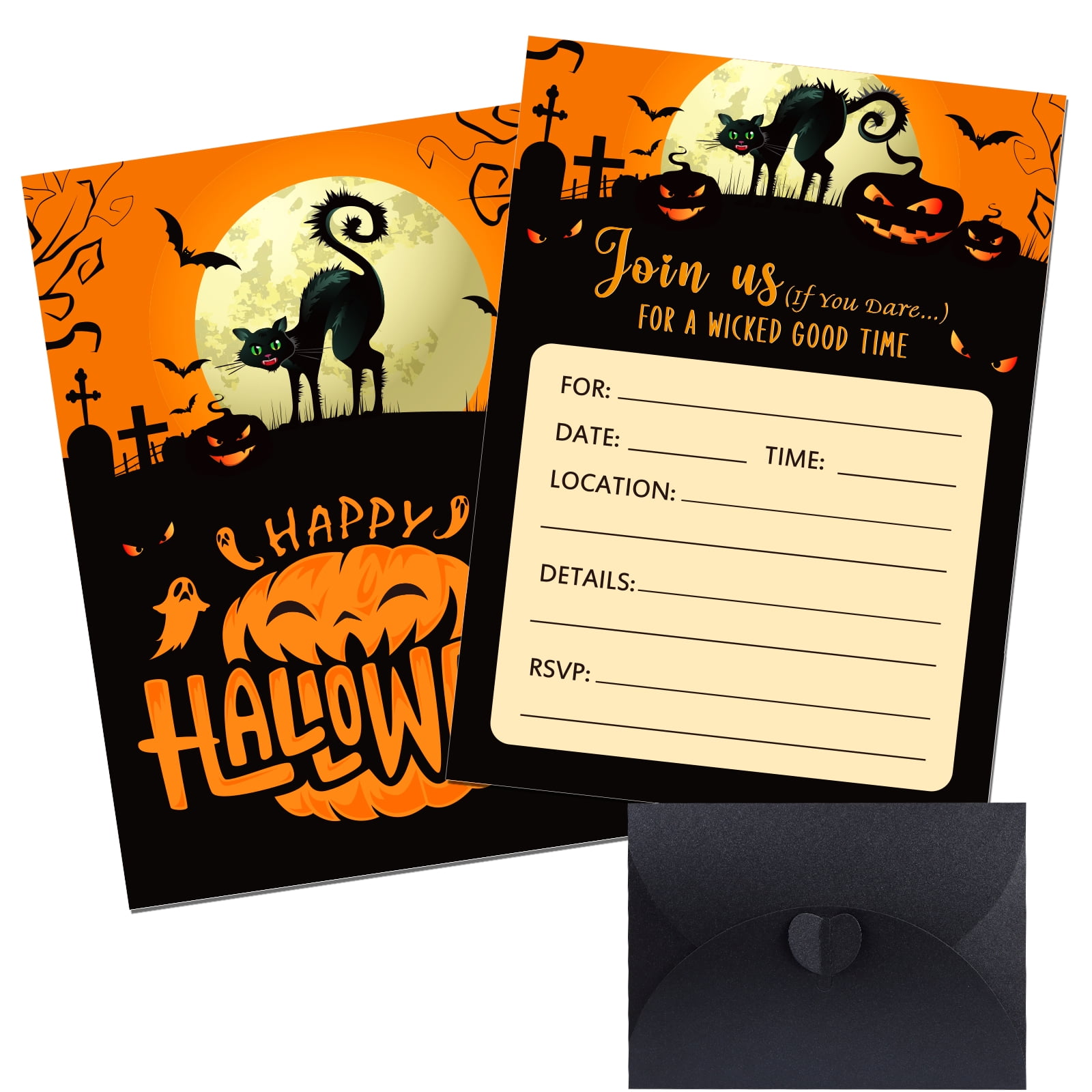 WaaHome 5"x7" Halloween Invitations, 12pcs Spooky Party Invites with ...