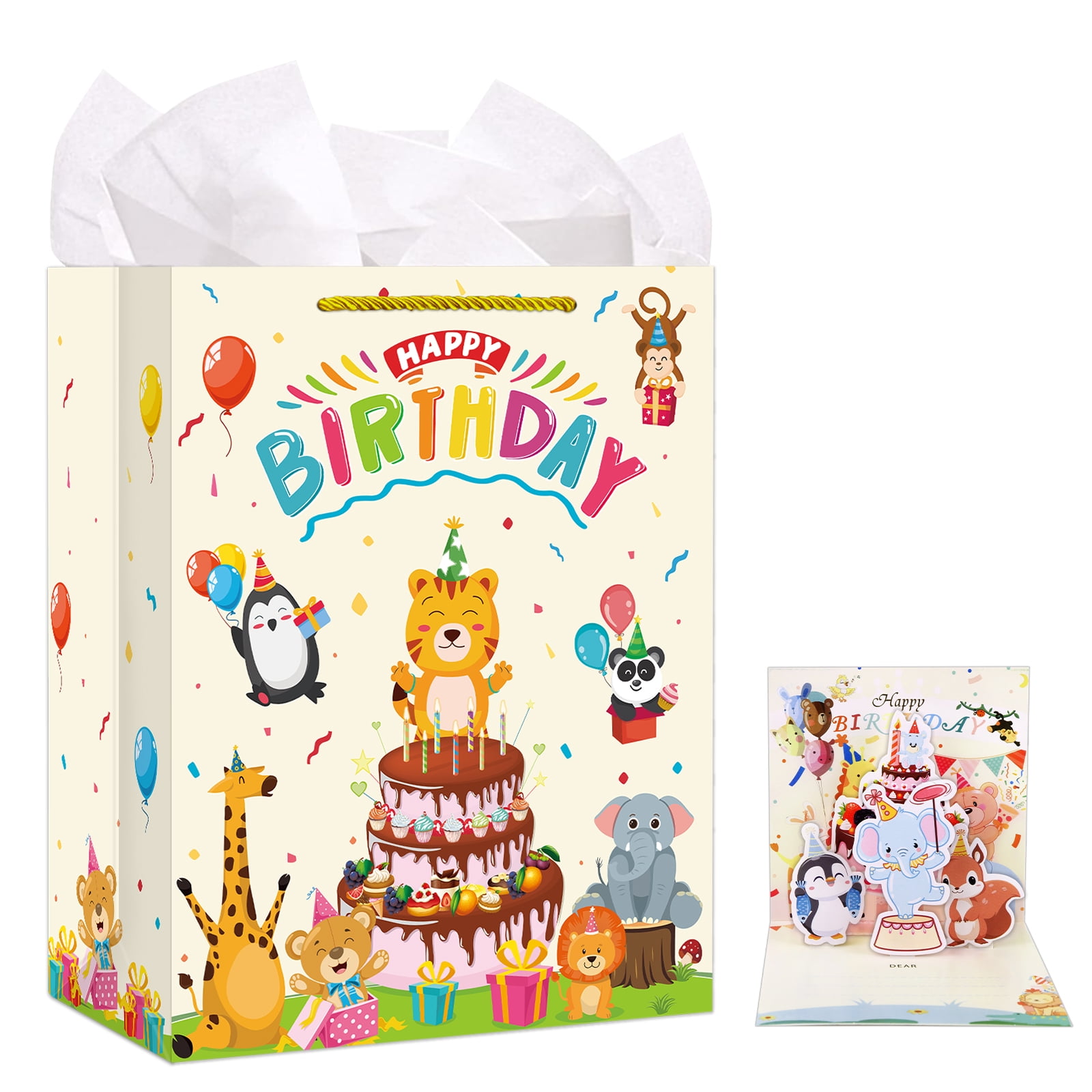 WaaHome Birthday Bags for Kids - 11.5" Medium Happy Birthday Gift Bag ...
