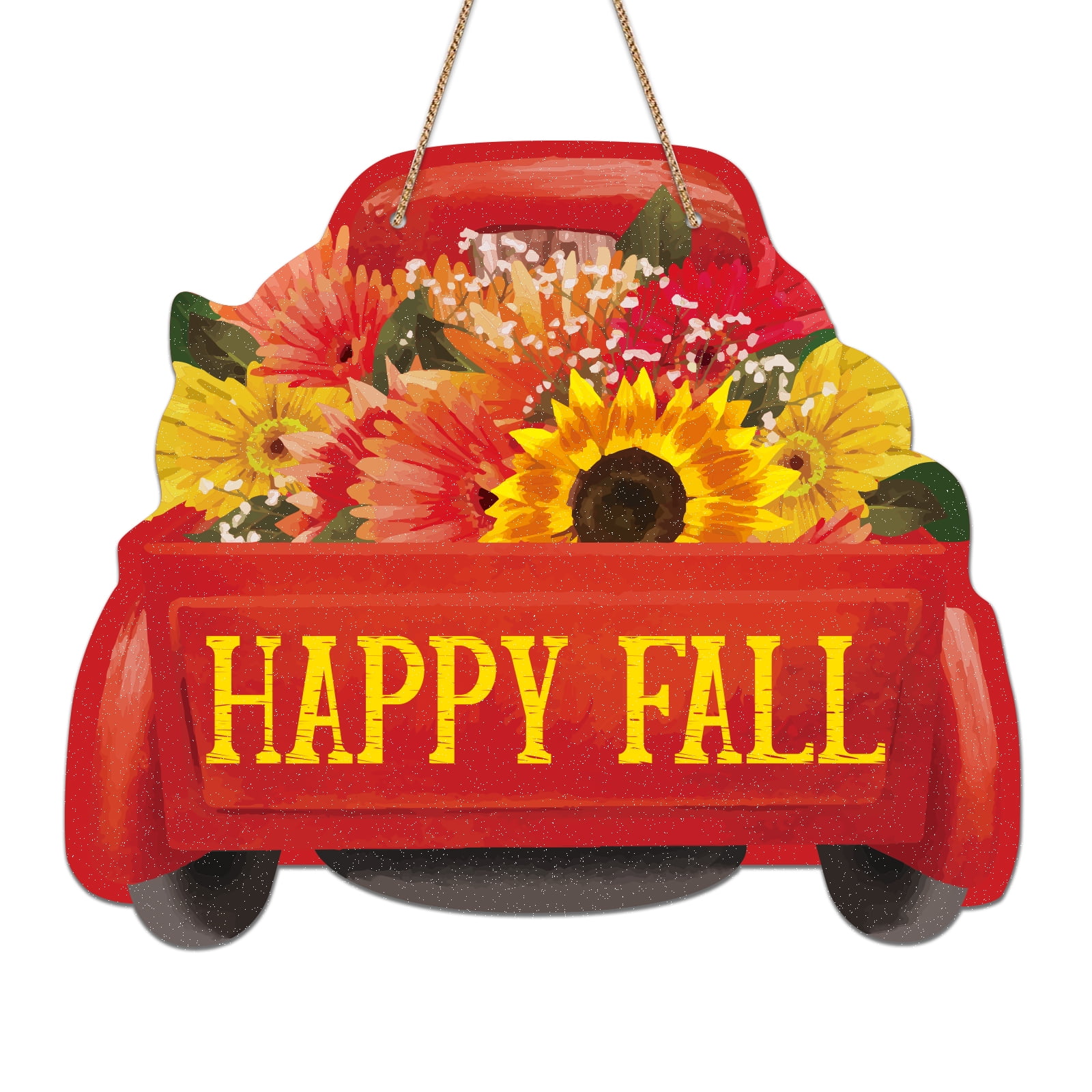 WaaHome Happy Fall Decorations Sign for Home Farmhouse Fall Truck Door ...
