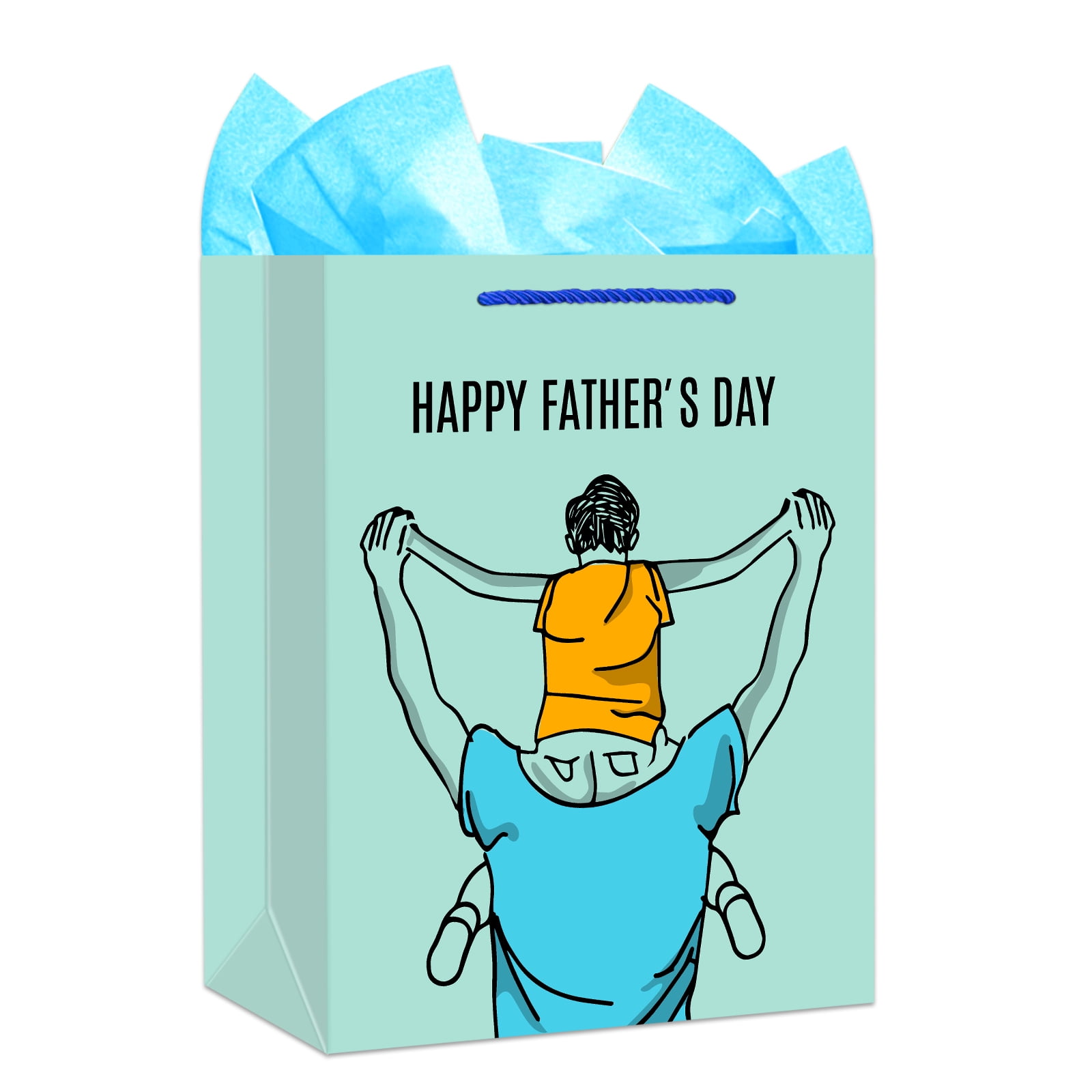 WaaHome Happy Fathers Day Gift Bag - 11.5" Medium Fathers Day Paper ...