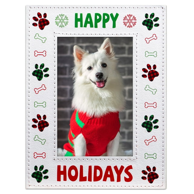 WaaHome Personalized Dog Paw Christmas Photo Frame, Happy Holidays ...