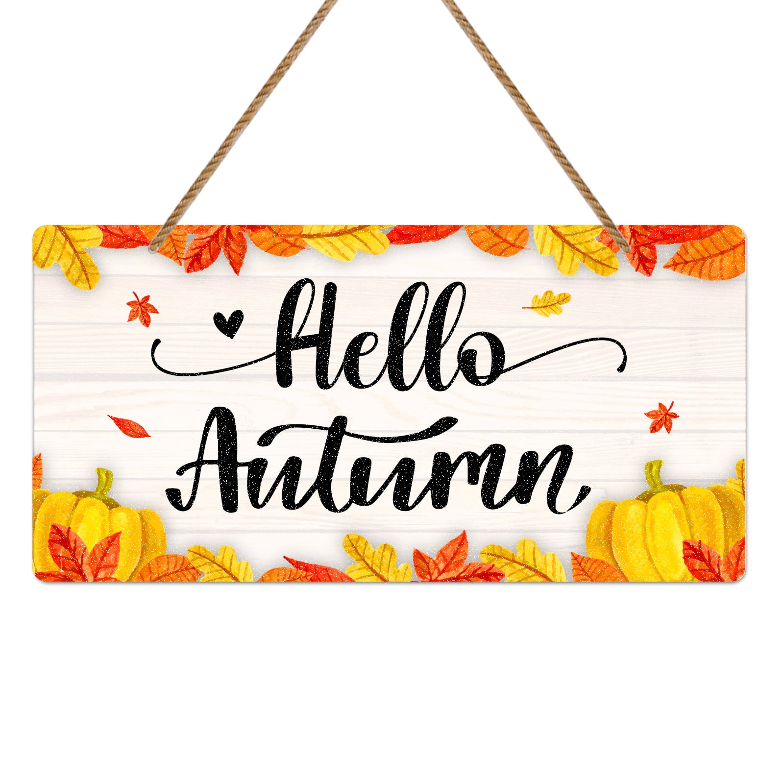 WaaHome Hello Autumn Door Sign,6"x12" Hello Fall Door Sign,Welcome ...